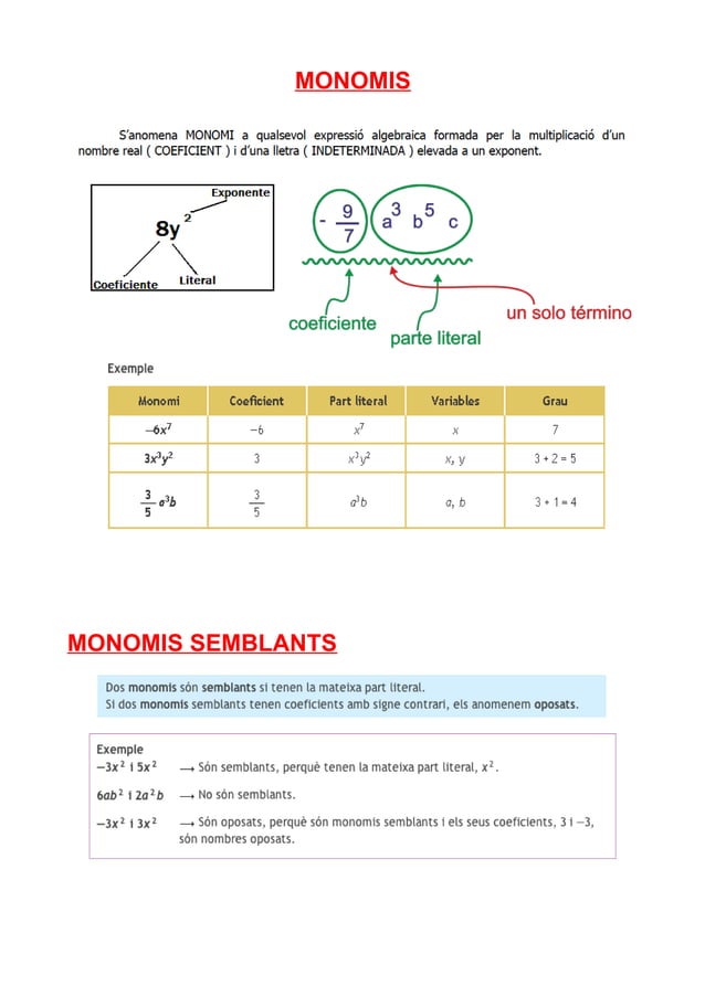 Tasca repàs monomis | PDF