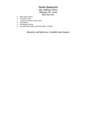 Tasha ramisetti new resume 2015 | PDF