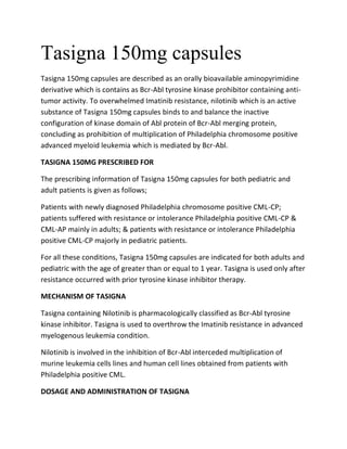 Tasigna 150mg capsules | cancer treatment | PDF