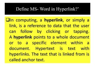 Define MS-Word | PPT