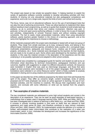 Task-based learning and ICT: creative activities in the context of a ...