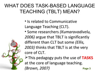 Task based language teaching | PPT