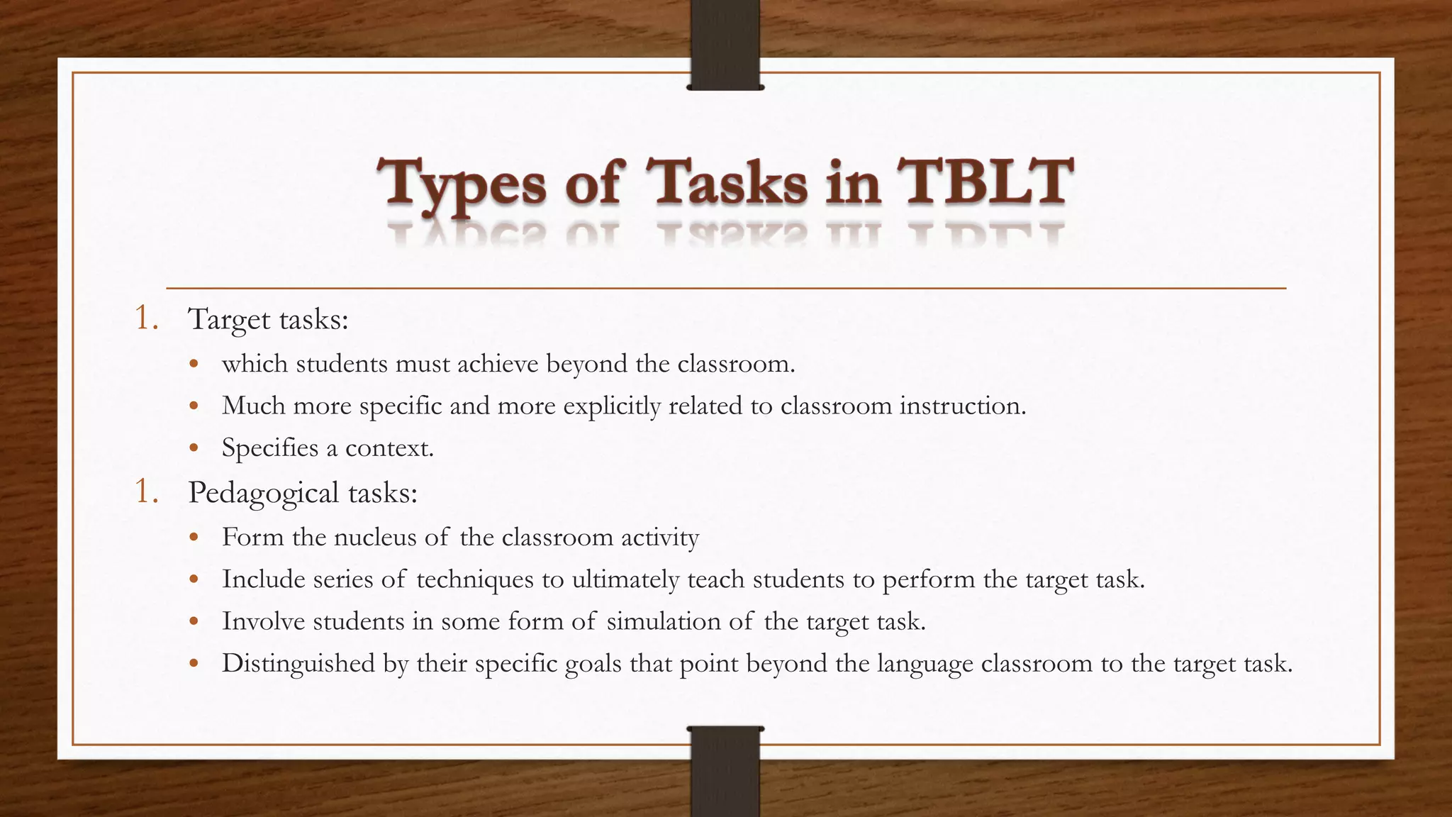 Task based language teaching | PPS