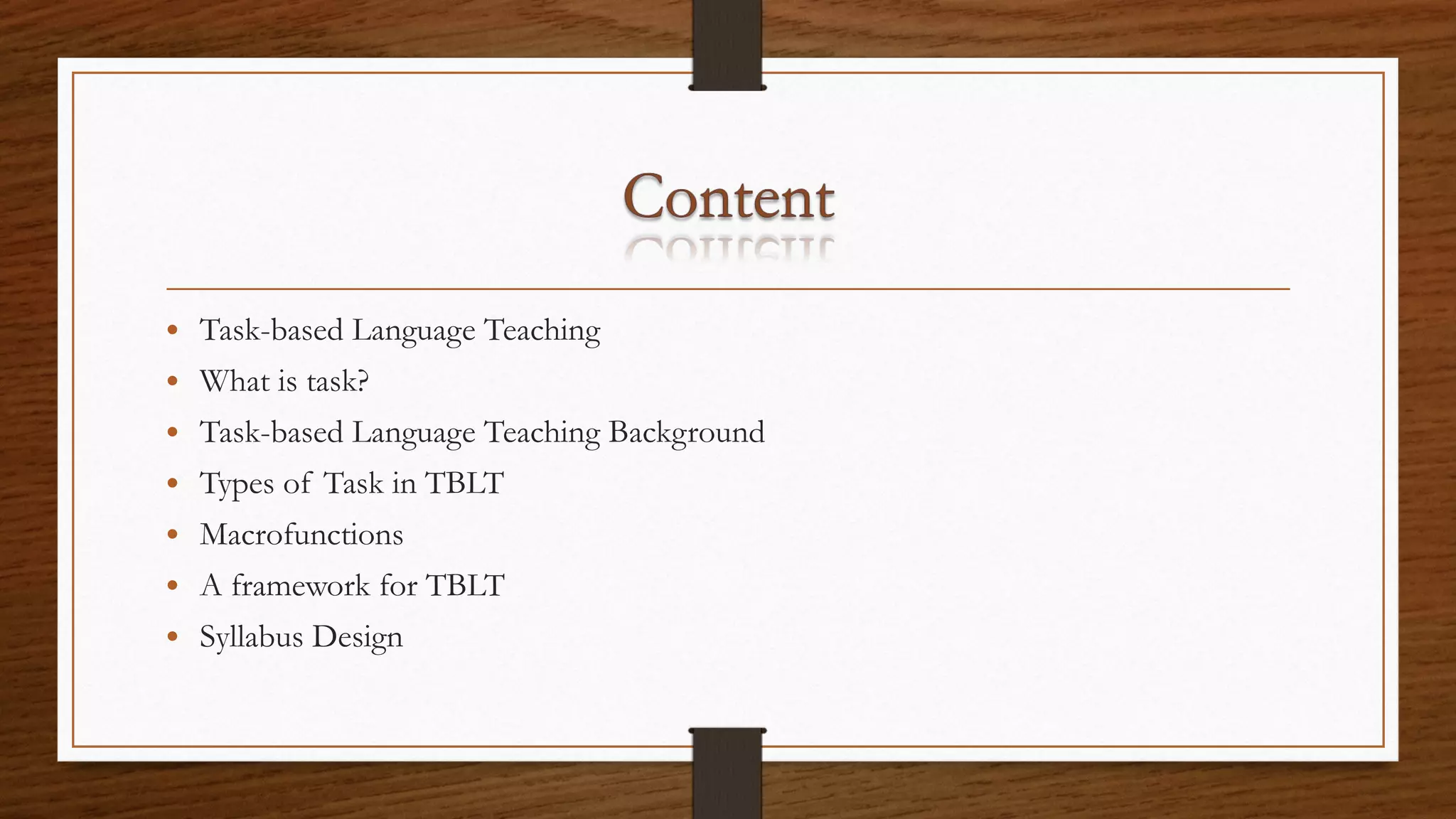 Task based language teaching | PPS