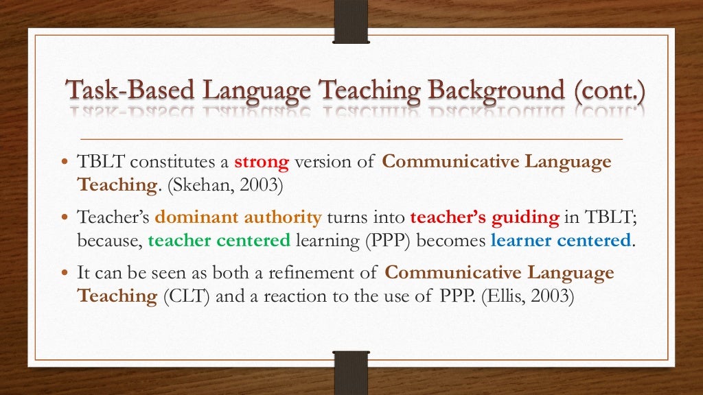 Task based language teaching