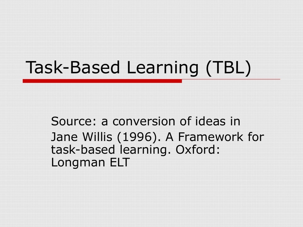 Task Based Learning Task Based Learning