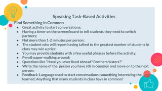 Task-Based Learning Strategies for ESL(s) | PPT