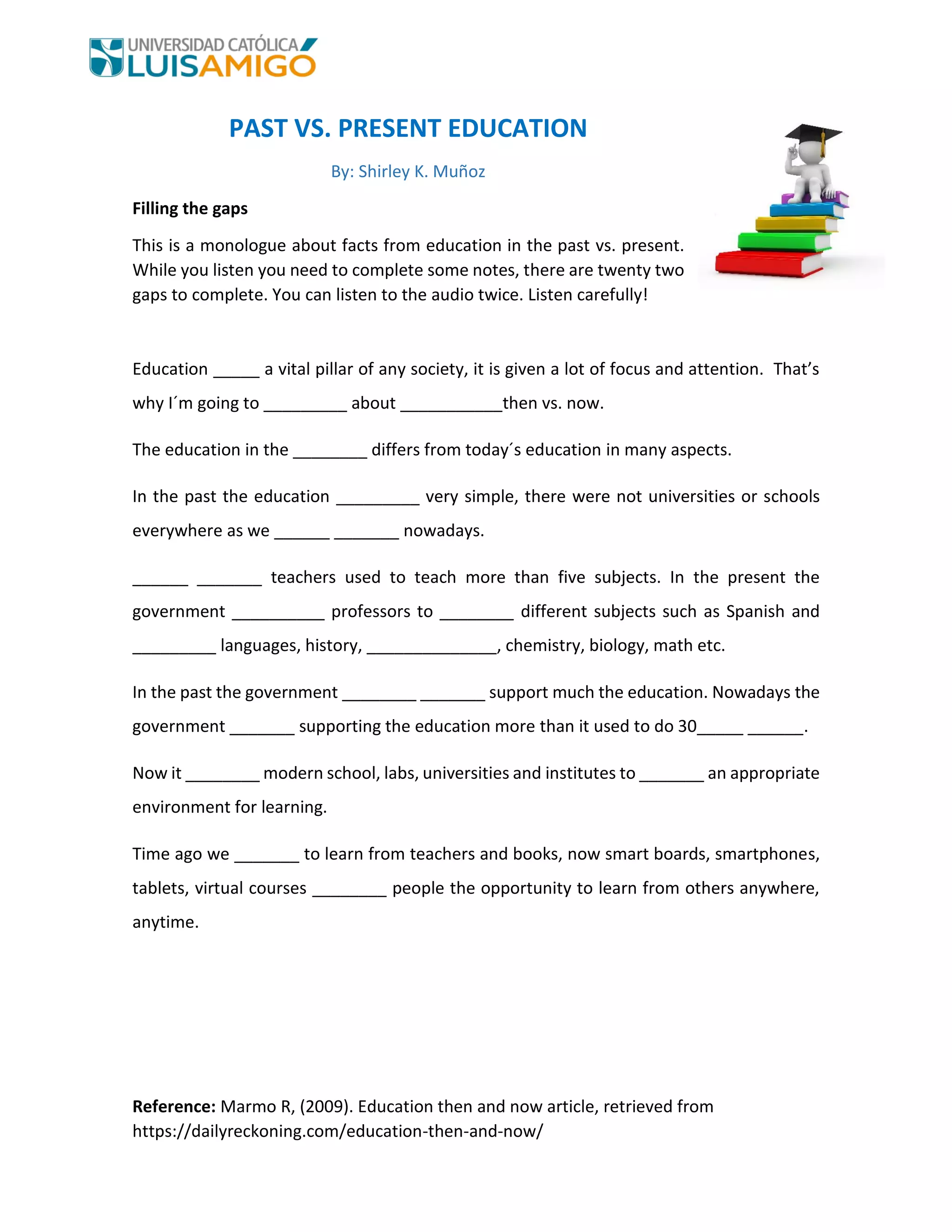 Task- based Listening past vs. present Education. | PDF Task- based Listening past vs. present Education. | PDF
