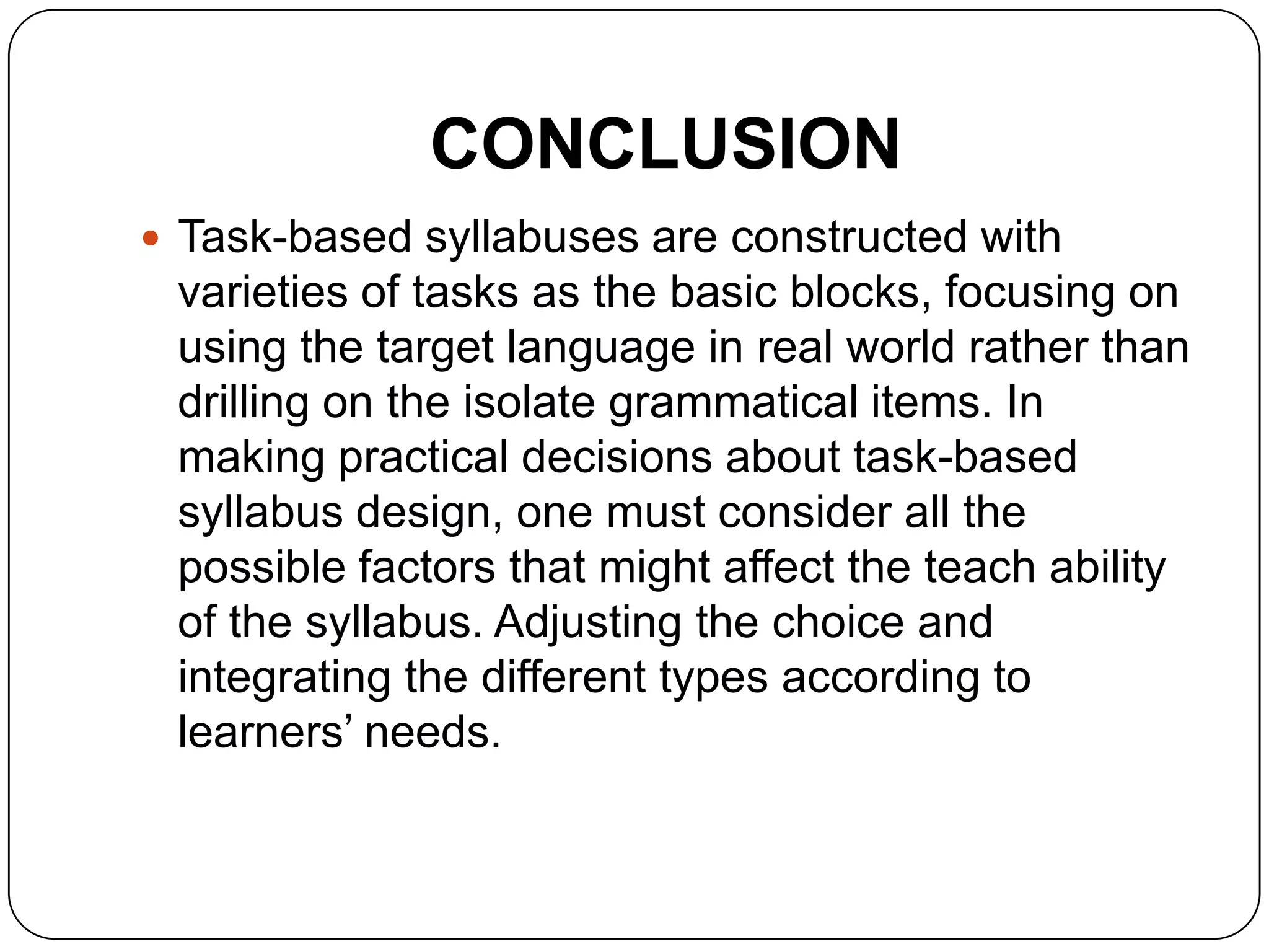 Task based syllabus | PPTX