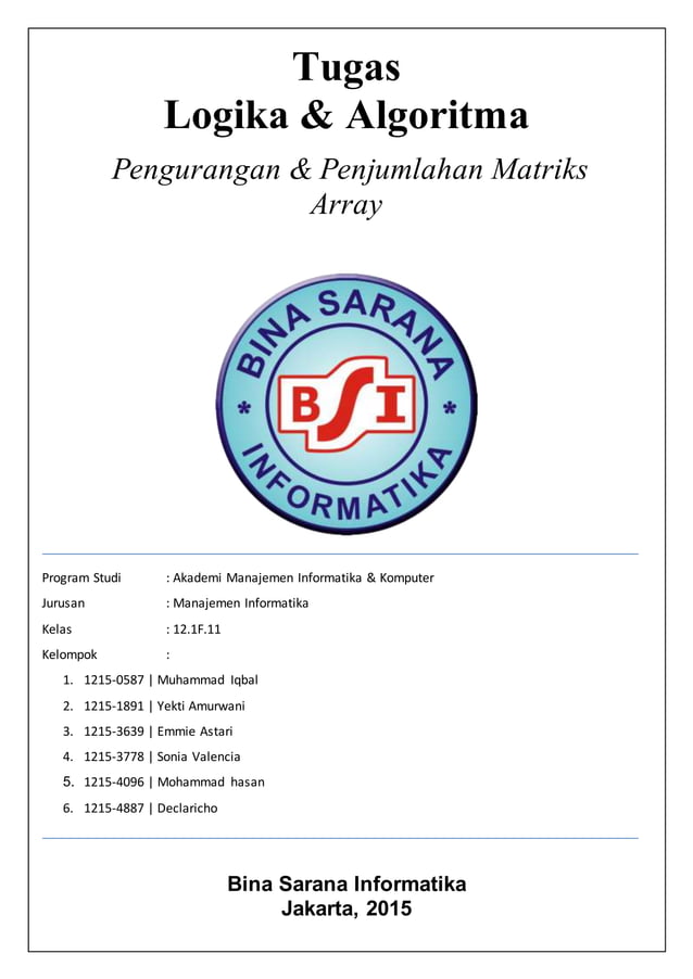 Pengurangan & Penjumlahan Matriks Array Menggunakan C++ | PDF Pengurangan & Penjumlahan Matriks Array Menggunakan C++ | PDF