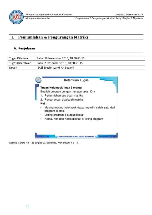 Pengurangan & Penjumlahan Matriks Array Menggunakan C++ | PDF Pengurangan & Penjumlahan Matriks Array Menggunakan C++ | PDF