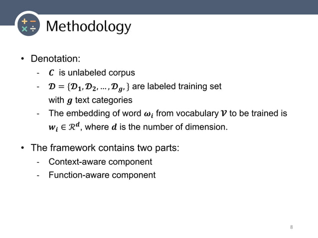 Task oriented word embedding for text classification | PPT
