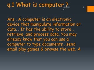 What is Coomputer What are the parts of computer | PPT