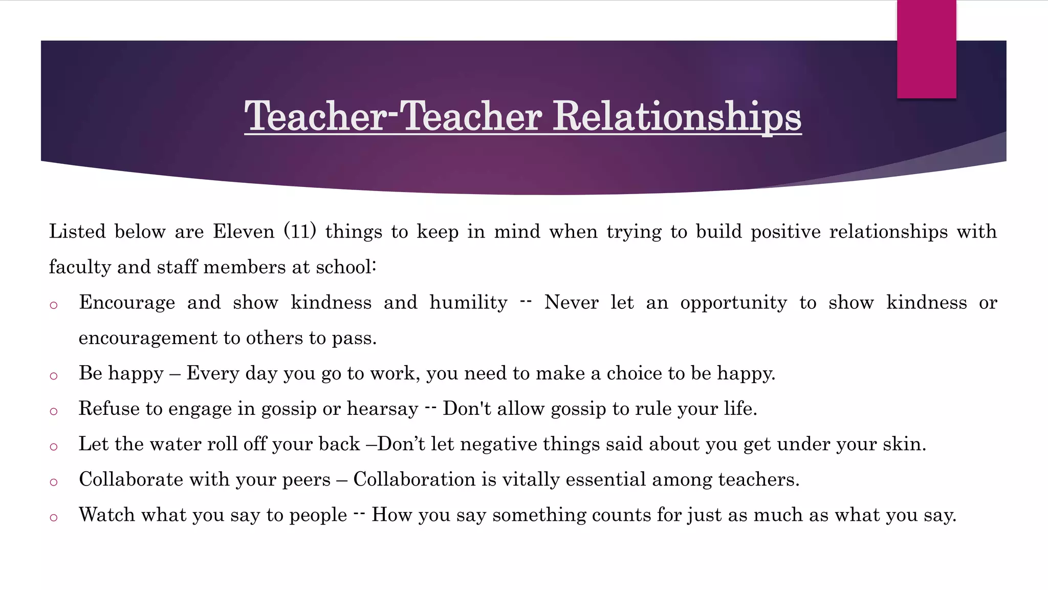 Developing Positive Relationships with Parents, Students and Other ...