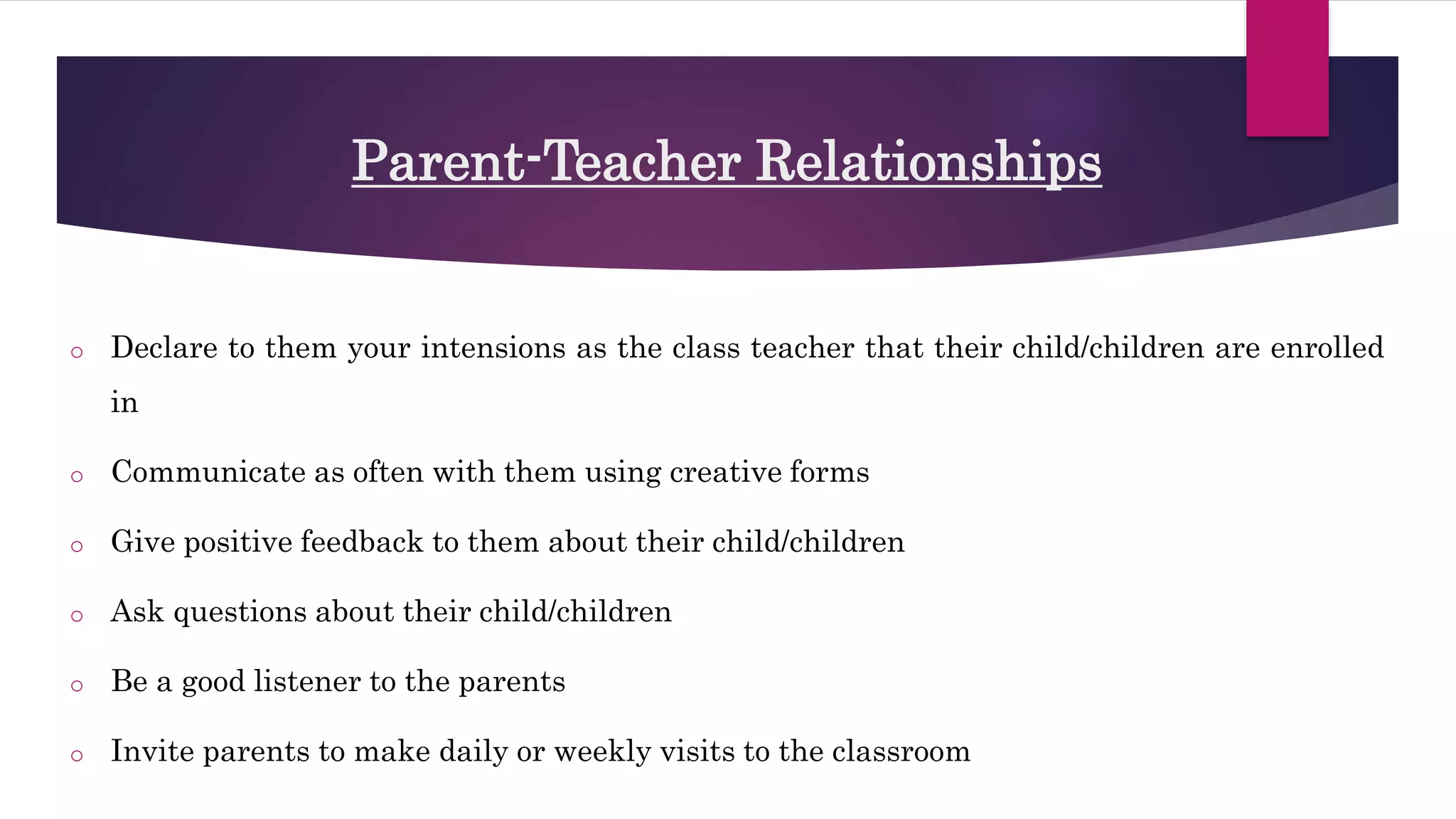 Developing Positive Relationships with Parents, Students and Other ...