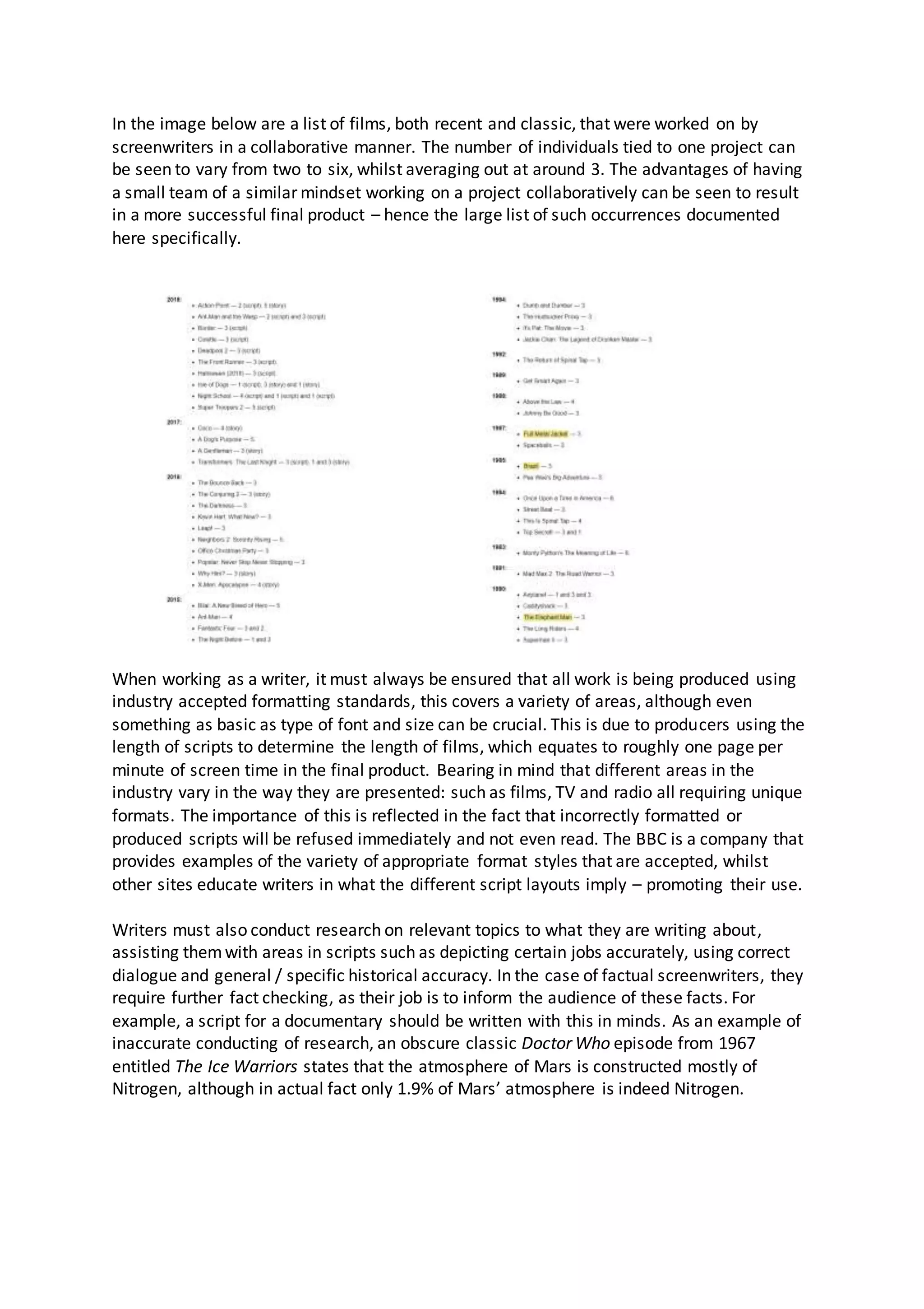 Task 1 evaluate scriptwriters | PDF Task 1 evaluate scriptwriters | PDF