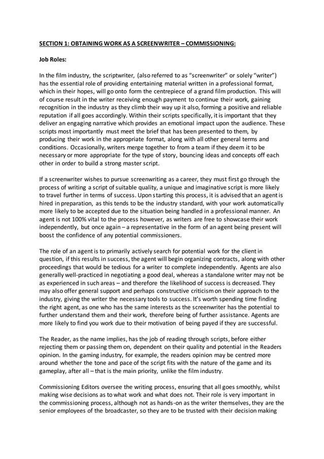 Task 1 evaluate scriptwriters | PDF Task 1 evaluate scriptwriters | PDF