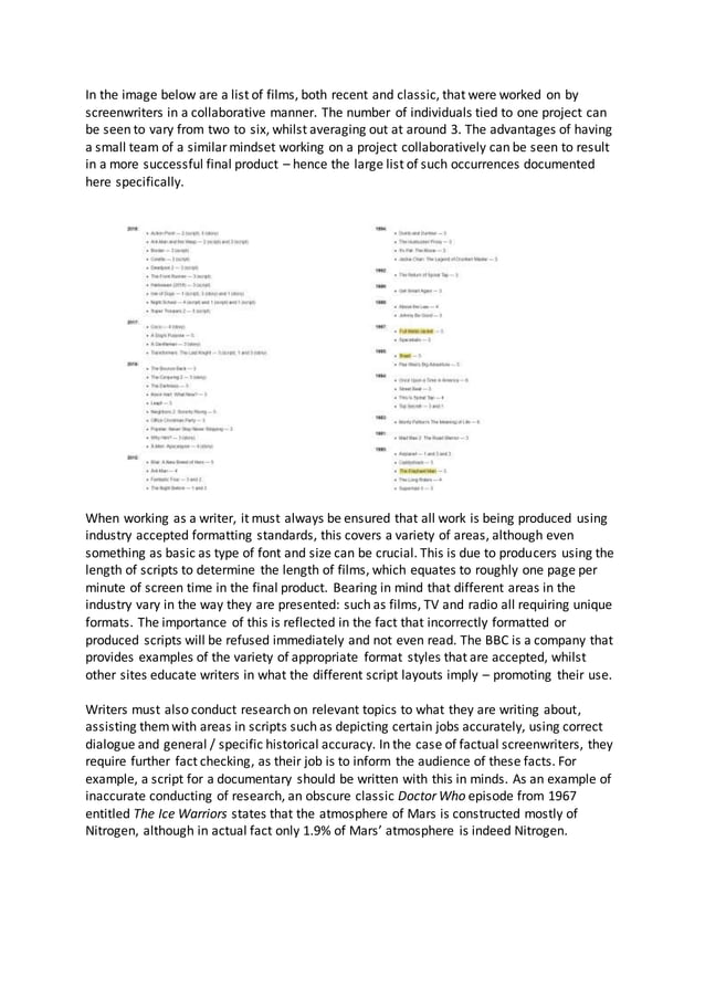Task 1 evaluate scriptwriters | PDF