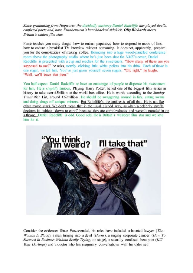 Task 10 daniel radcliffe 2 page spread analysis | PDF