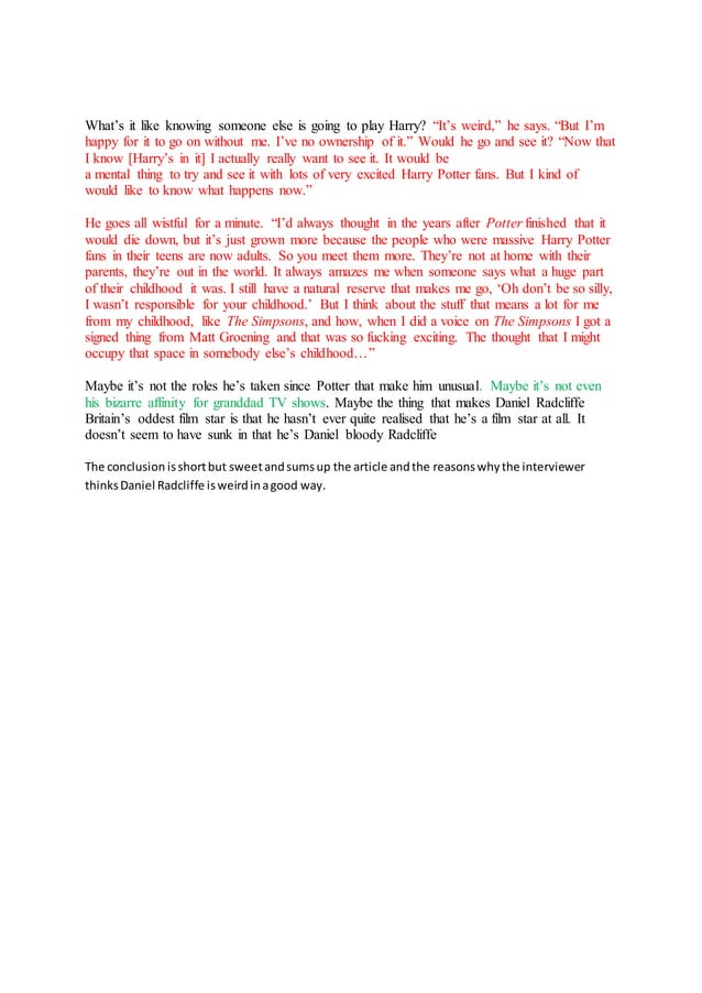Task 10 daniel radcliffe 2 page spread analysis | PDF