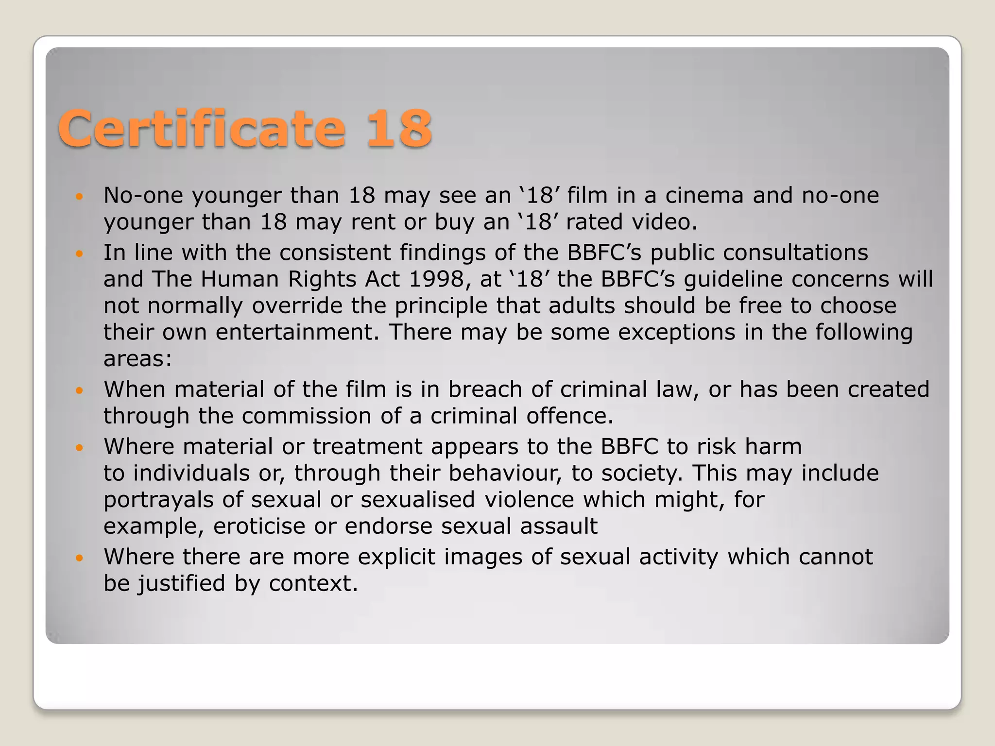 Task 11 – bbfc guidelines research | PPTX