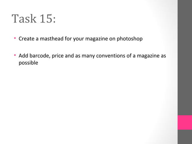 Task 15 masthead for magazine | PPT