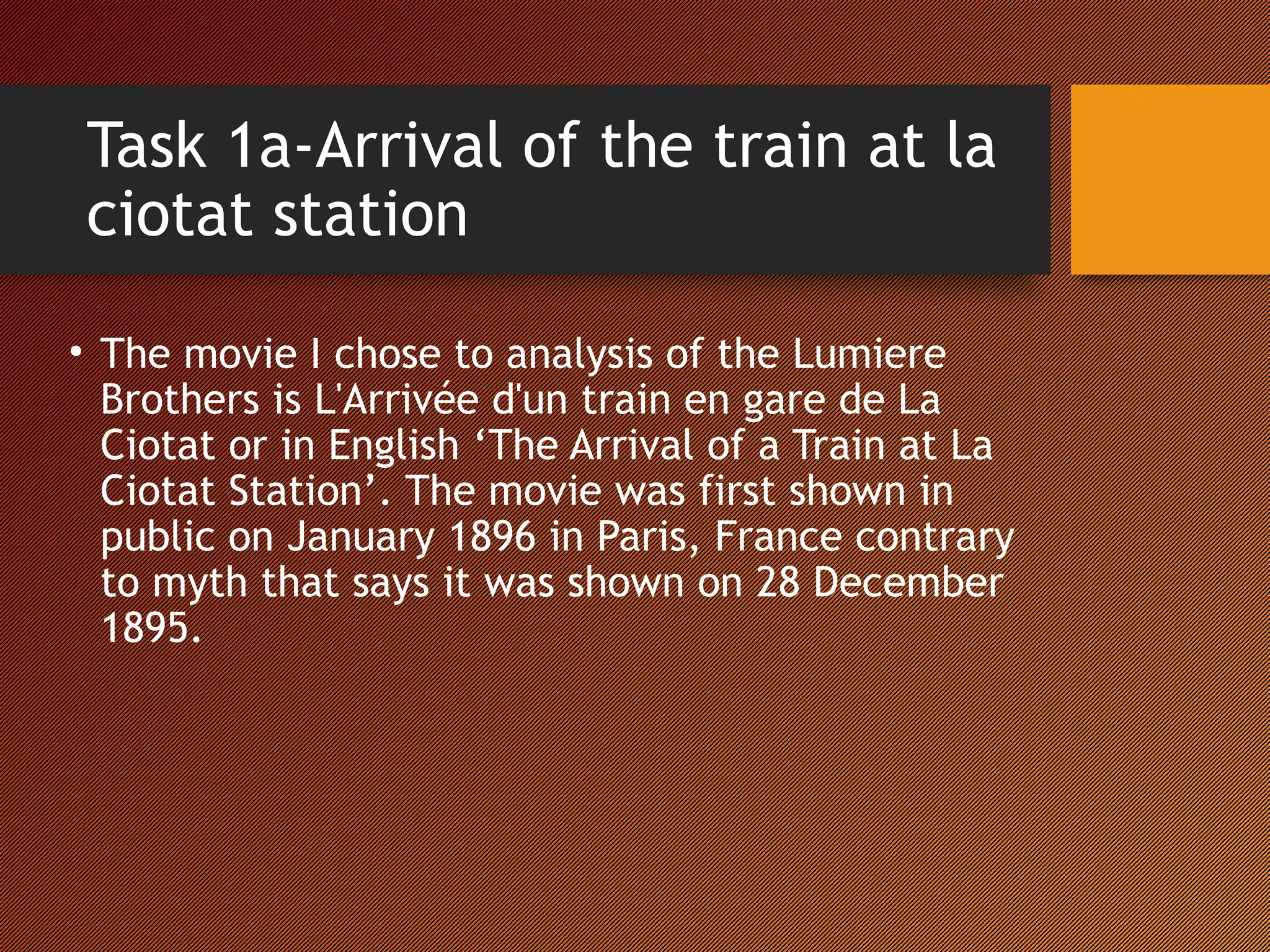 Task 1a early cinema and the lumiere brothers | PPT