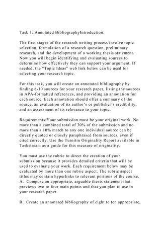 Task 1 Annotated BibliographyIntroductionThe first stages of.docx