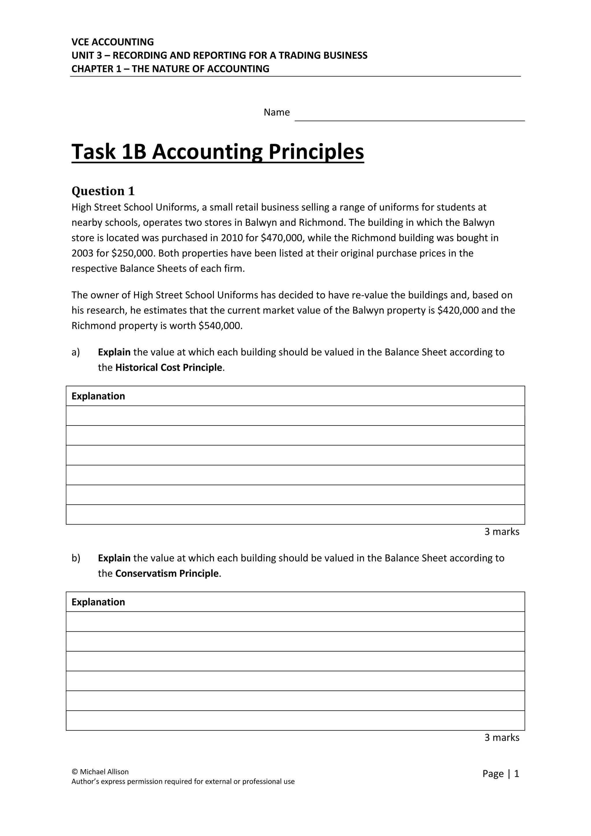 Task 1B - Accounting Principles | PDF | Business | Business and Finance