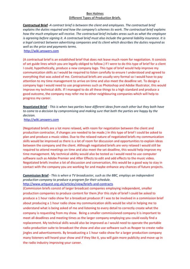 Task 1 brief types | PDF