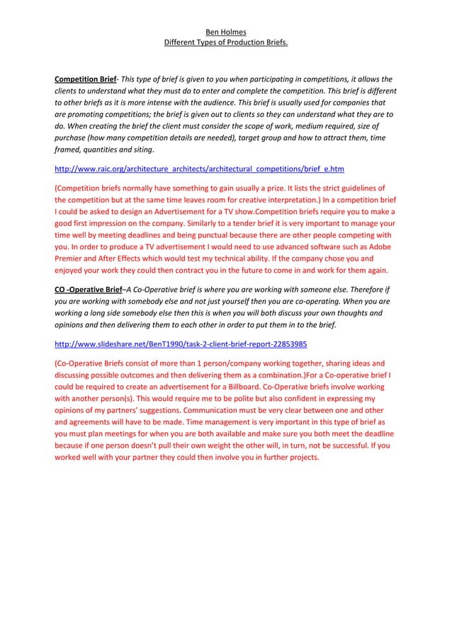 Task 1 brief types | PDF