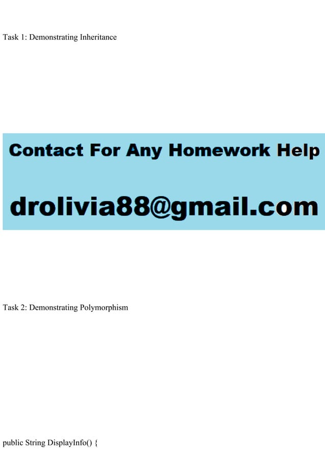 Task 1 Demonstrating Inheritance.pdf | Programming Languages | Computing