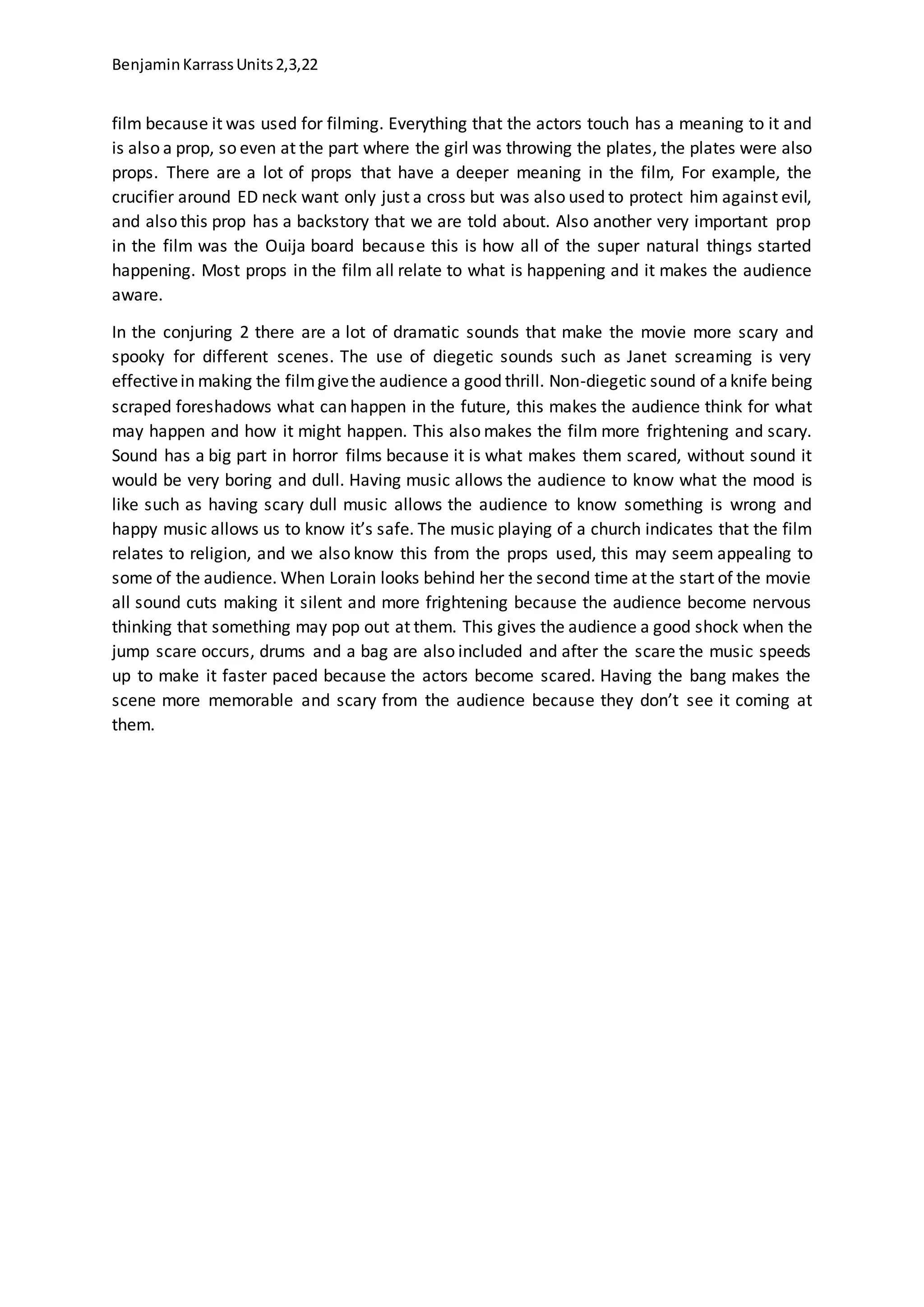 The Conjuring 2 & Quarantine Analysis | DOCX
