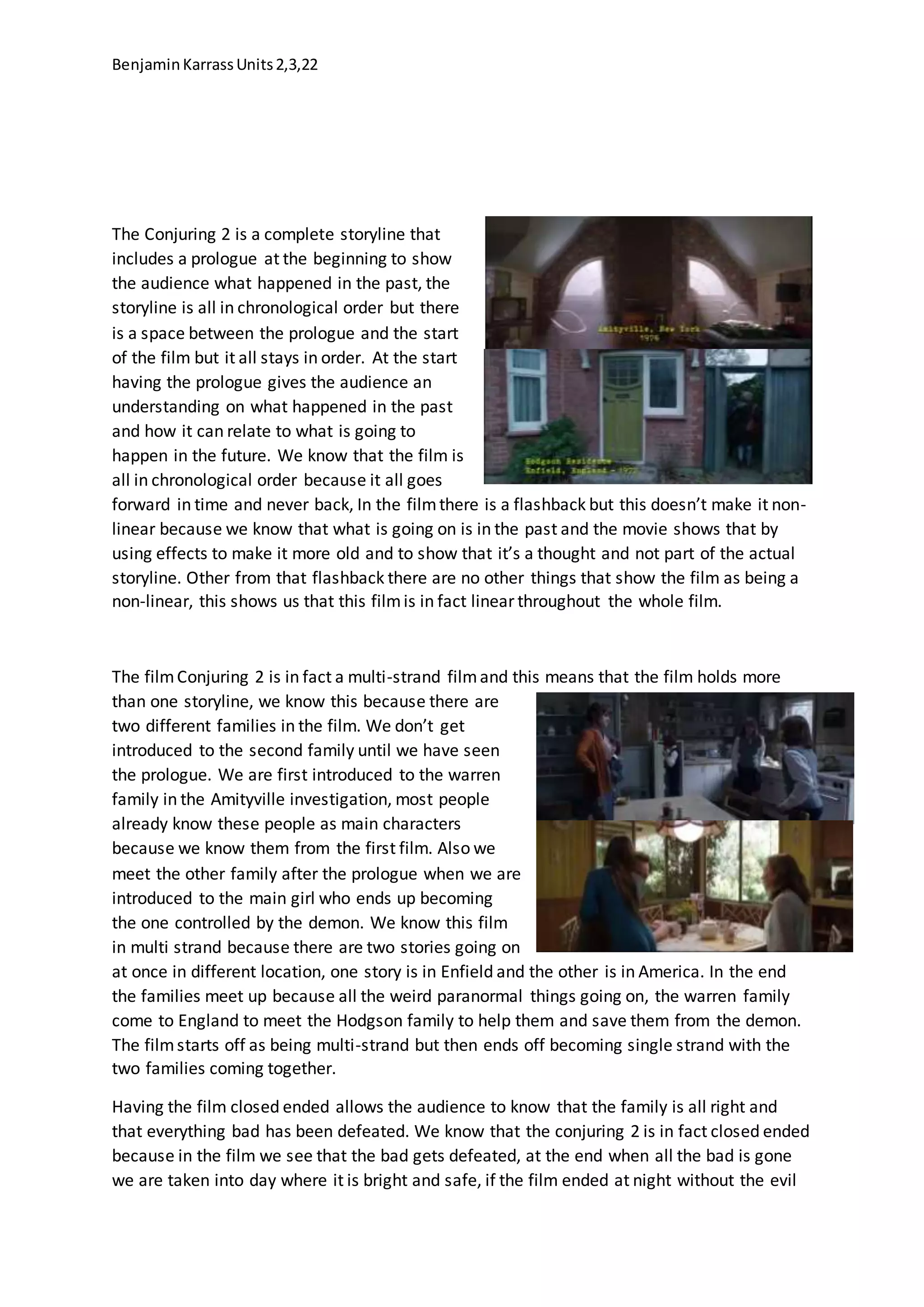 The Conjuring 2 & Quarantine Analysis | DOCX
