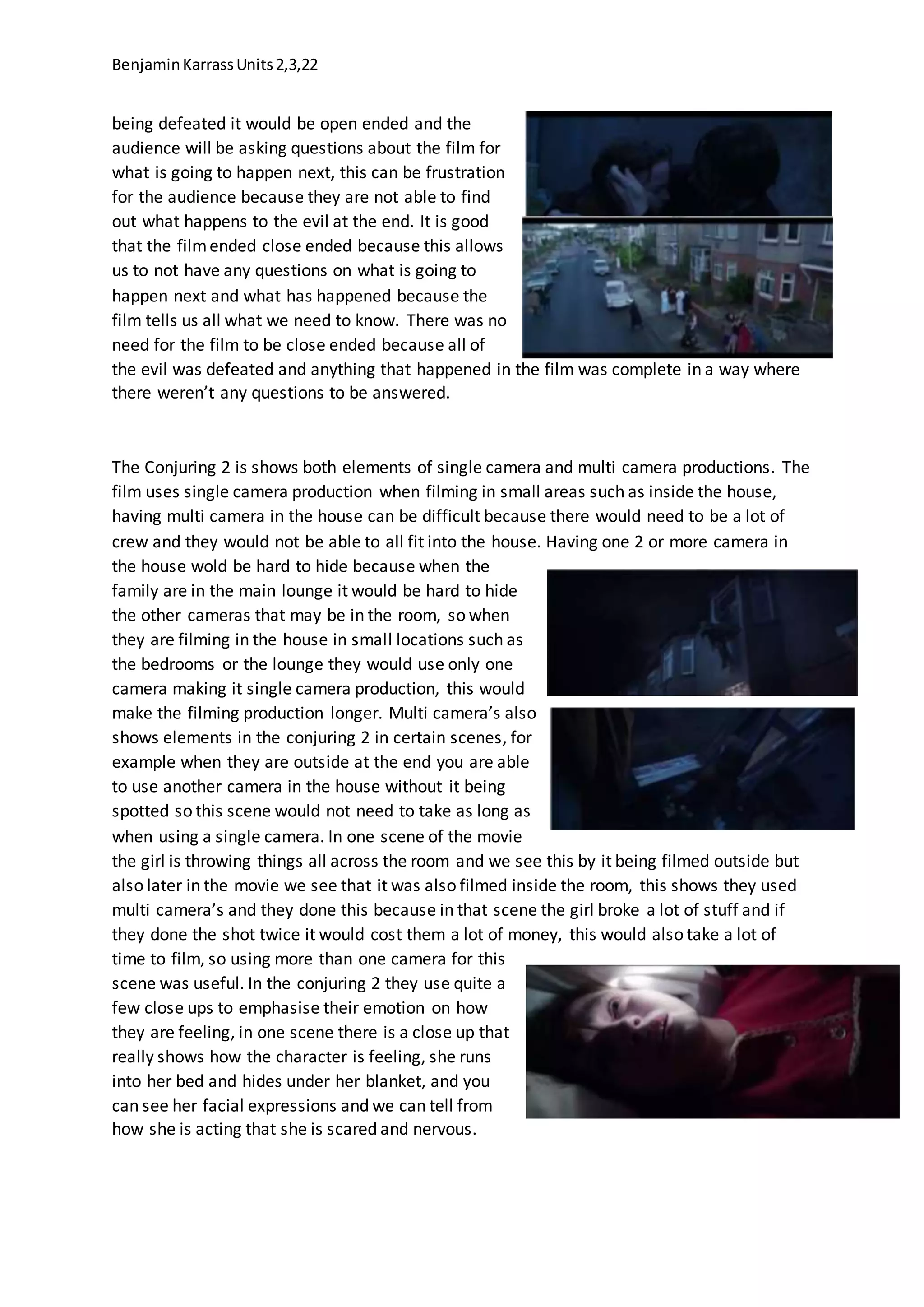 The Conjuring 2 & Quarantine Analysis | DOCX