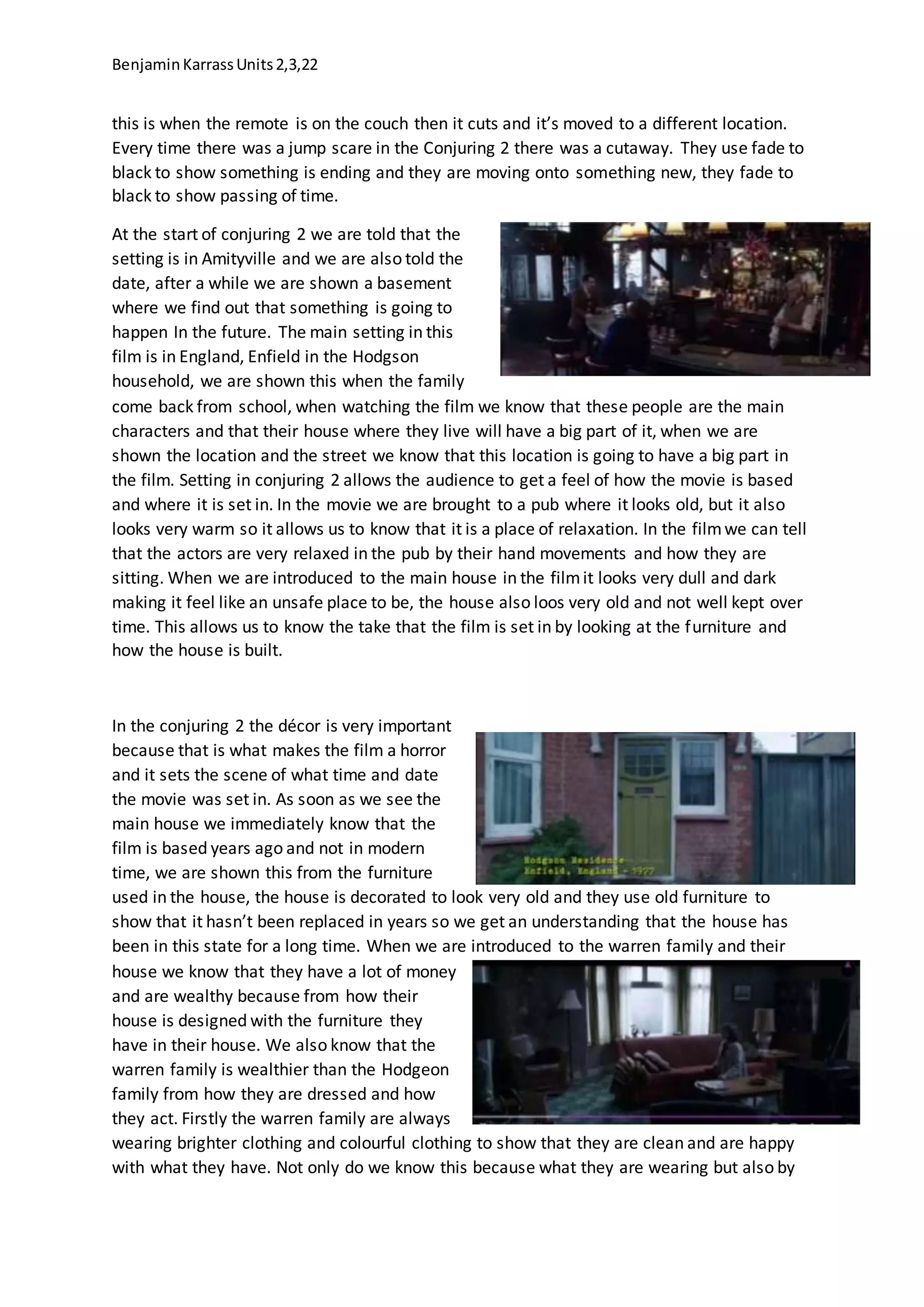 The Conjuring 2 & Quarantine Analysis | DOCX