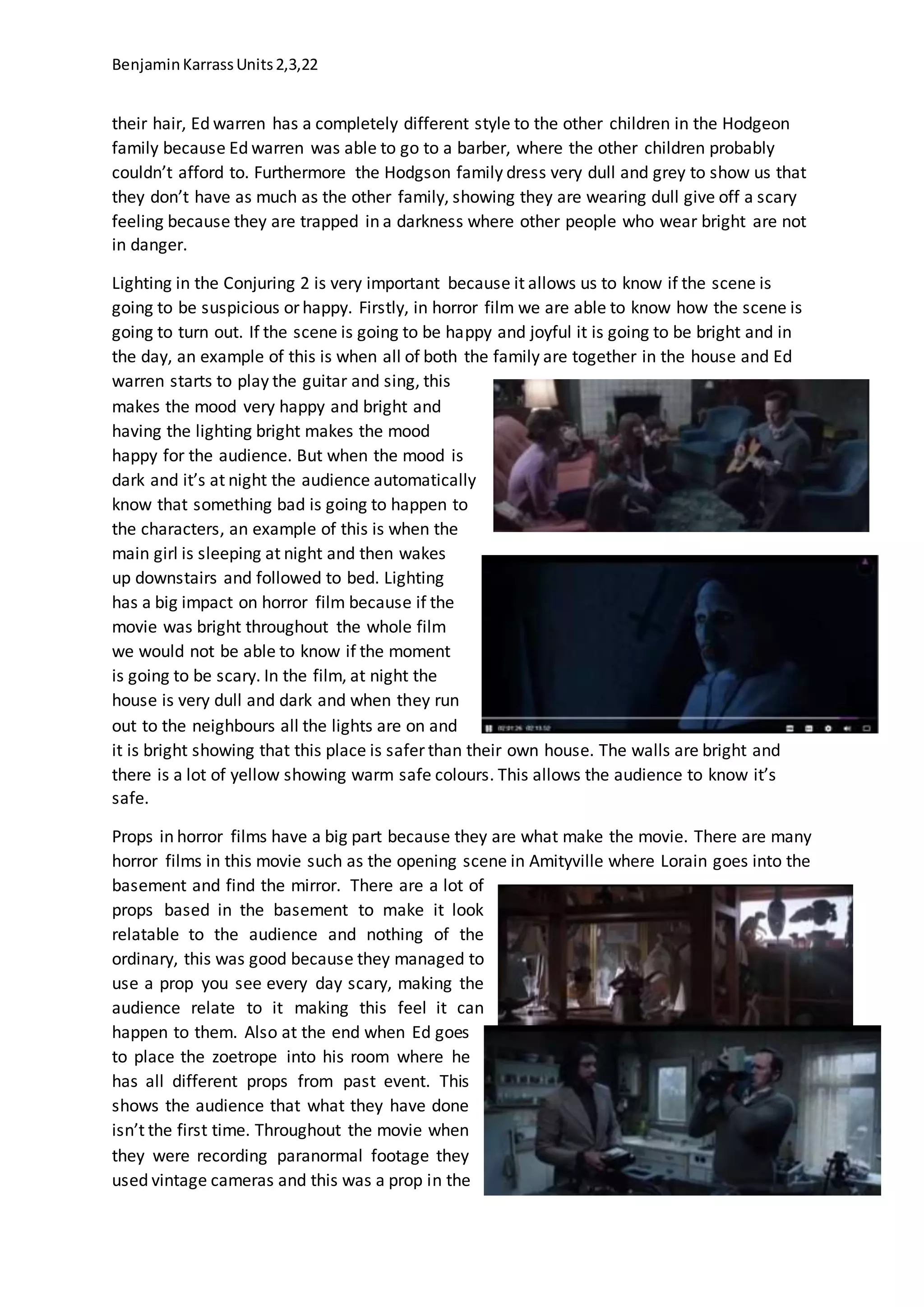 The Conjuring 2 & Quarantine Analysis | DOCX