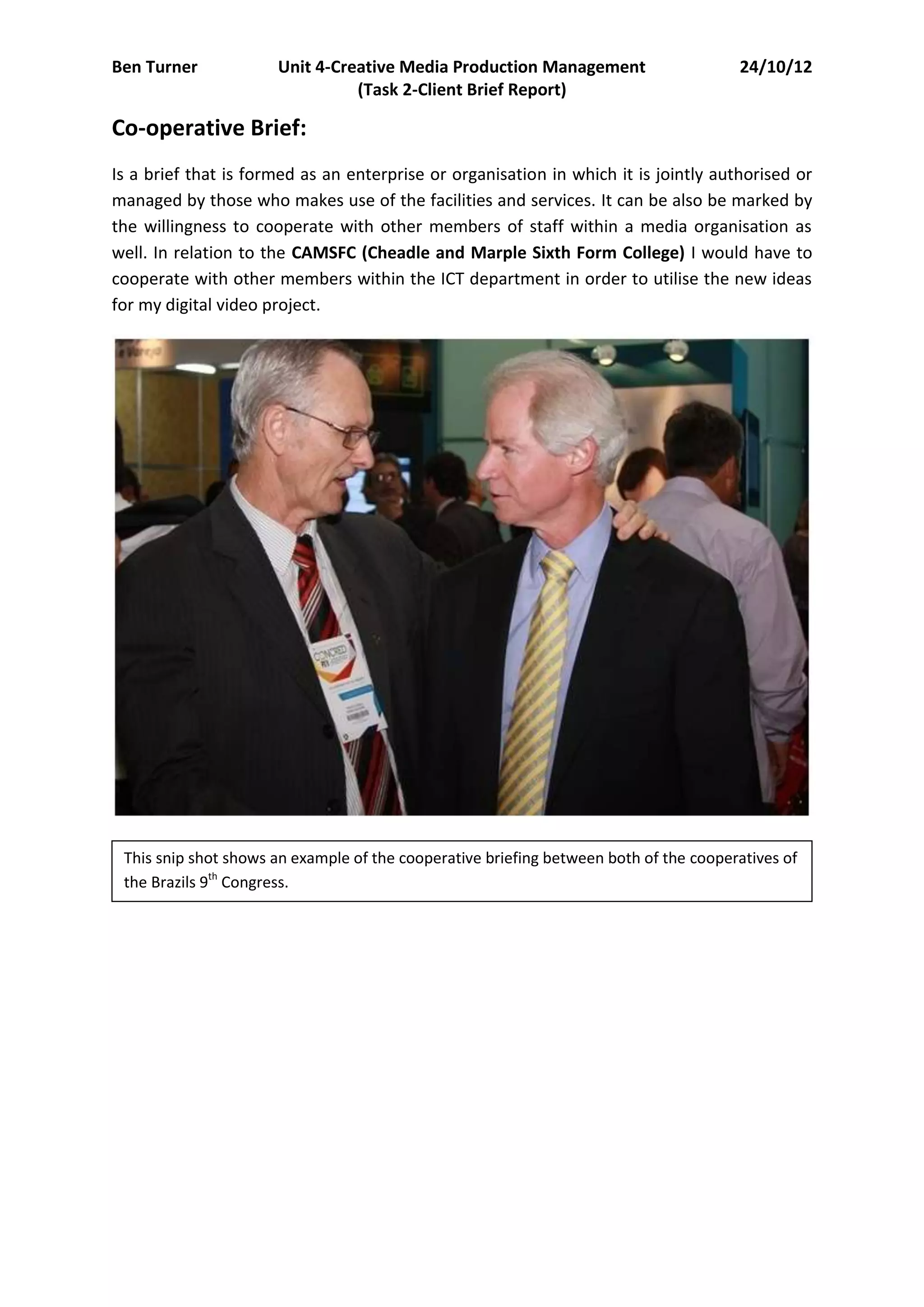 Task 2 client brief report | PDF