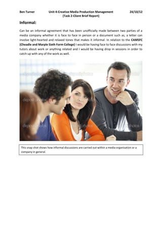 Task 2 client brief report | PDF