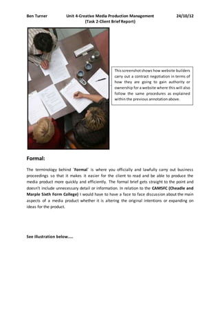 Task 2 client brief report | DOCX | Business | Business and Finance