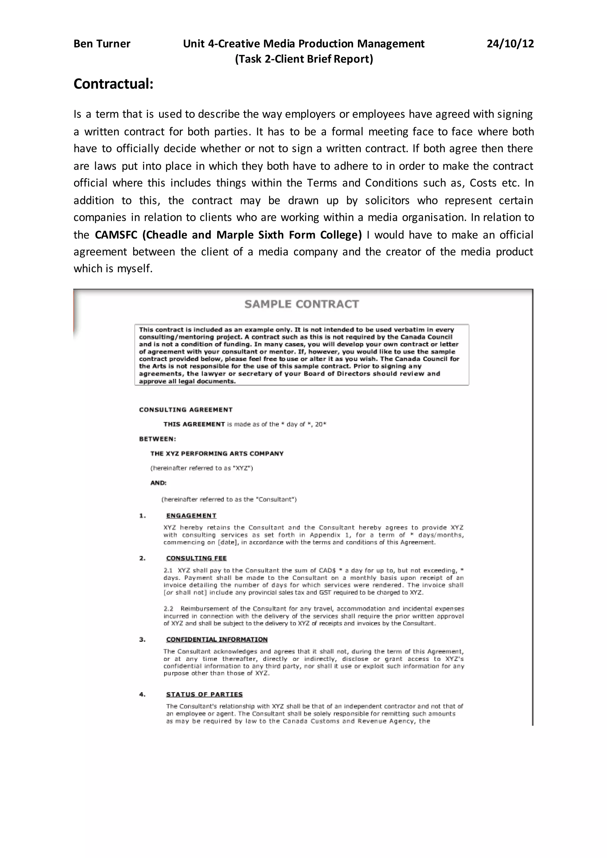 Task 2 client brief report | PDF