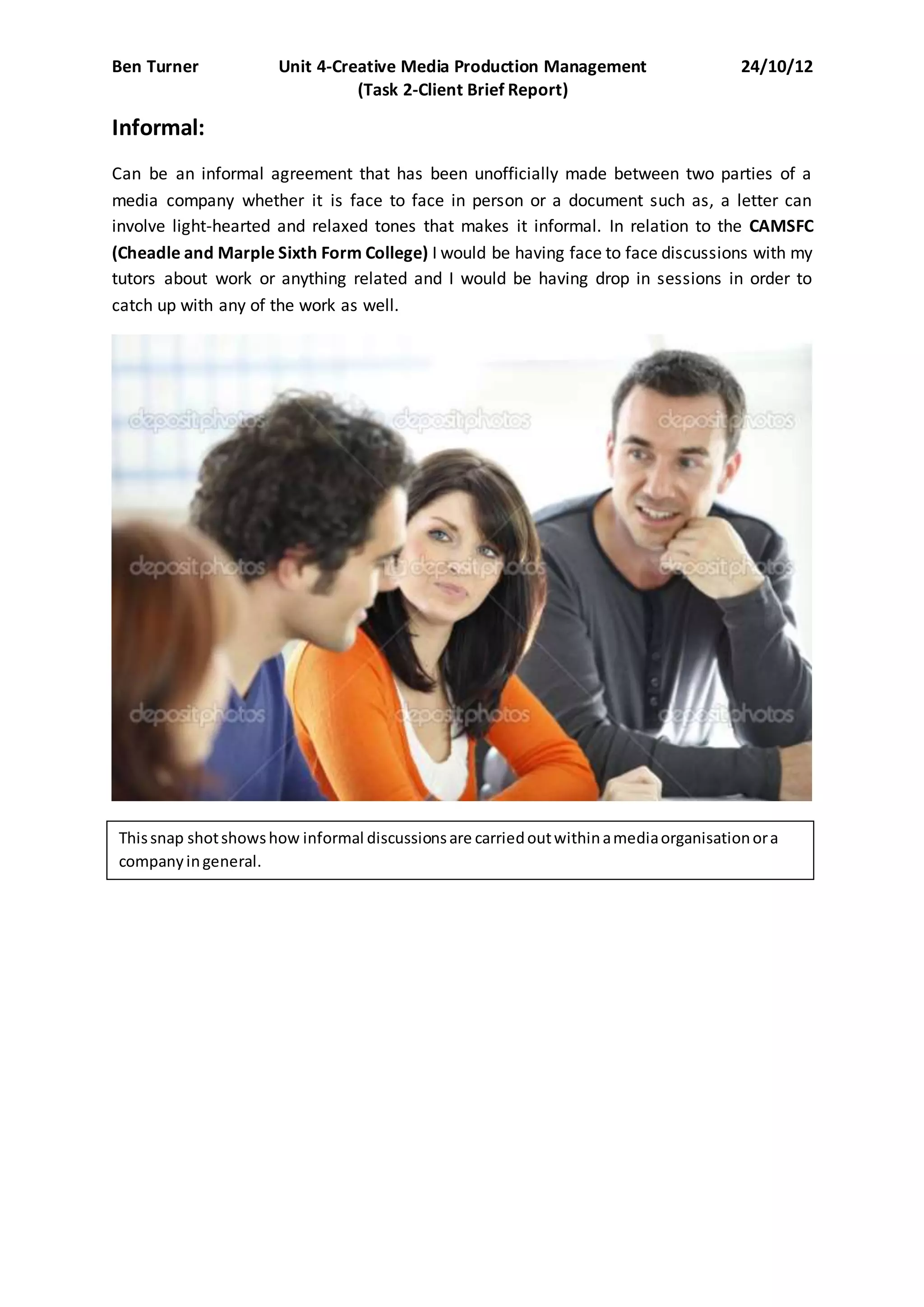 Task 2 client brief report | DOCX