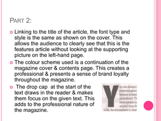 Task 2- magazine cover, contents & double page spread | PPTX