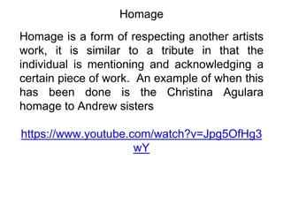 Unit 29 - Music Video - Task 2 Powerpoint | PPTX