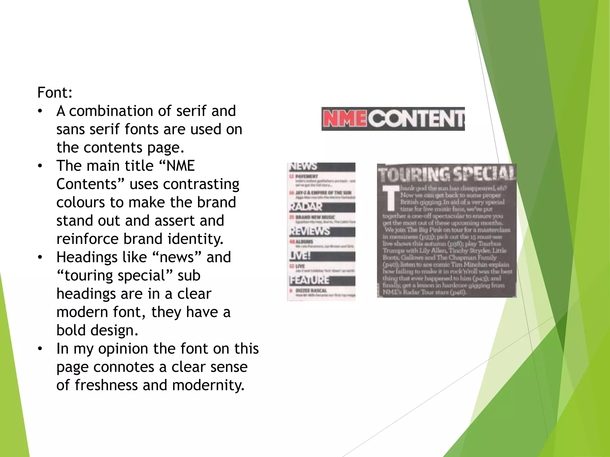 Analysis of NME magazine cover,contents and spread | PPTX | Adult ...