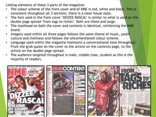Analysis of NME magazine cover,contents and spread | PPTX