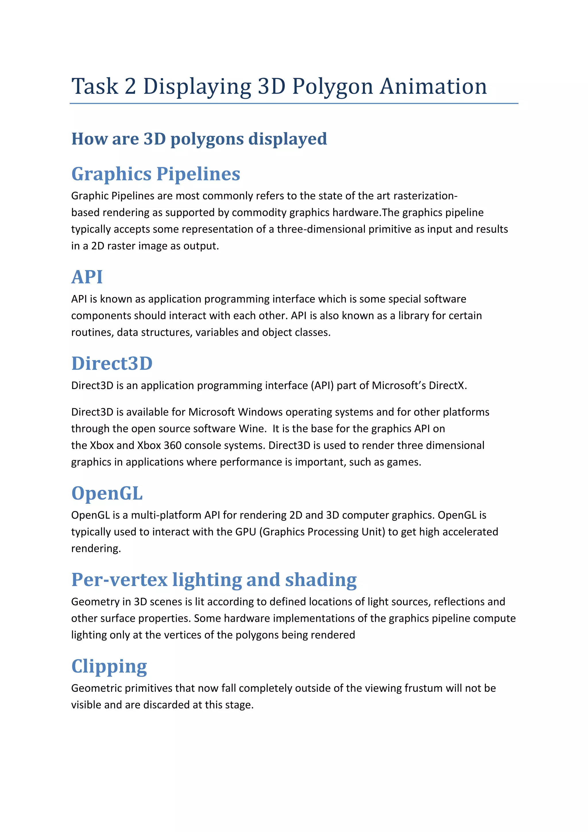 Task 2 displaying 3 d polygon animation | DOCX | Graphics Software | Computer Software and ...
