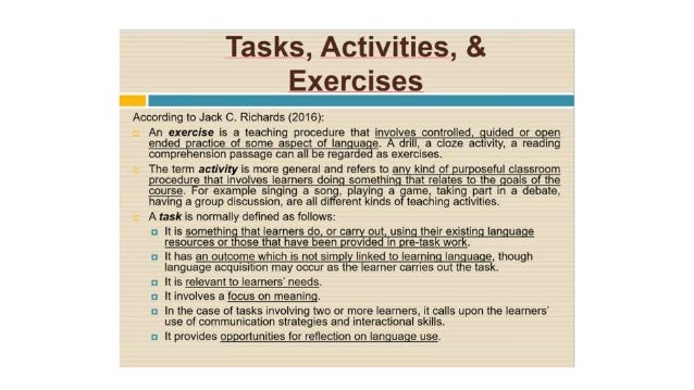 Task ,activities,exercises