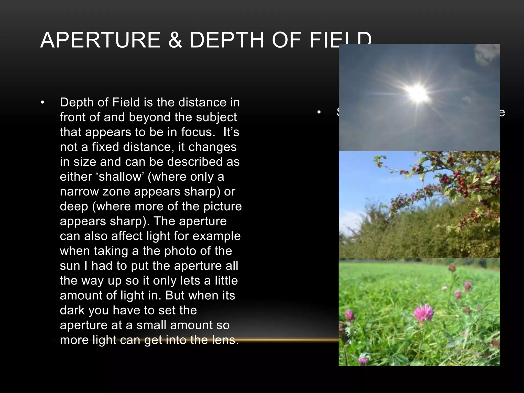 Task 2 photography terminology work sheet | PPTX