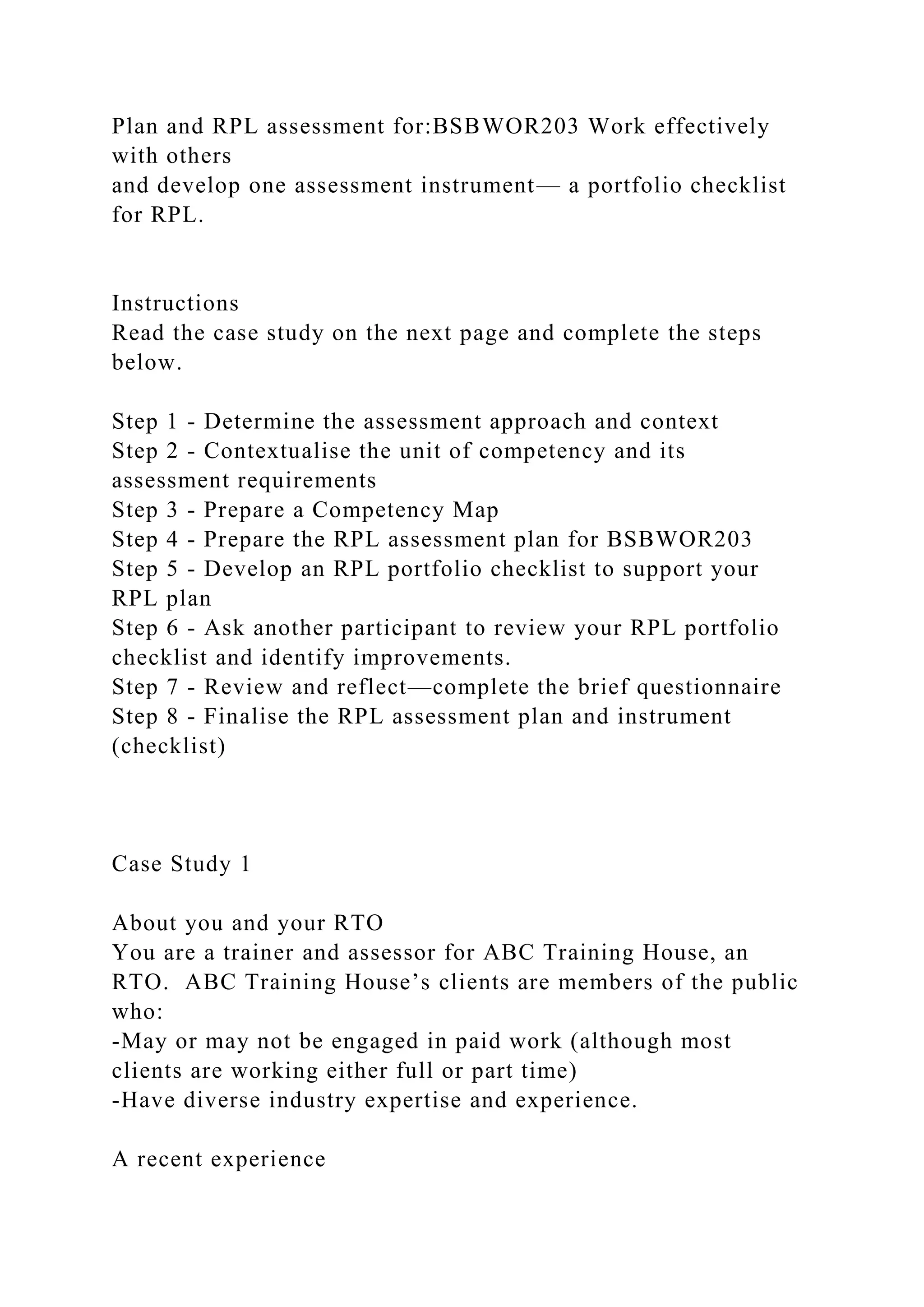 TASK 2Plan RPL Assessment(Using case study.docx